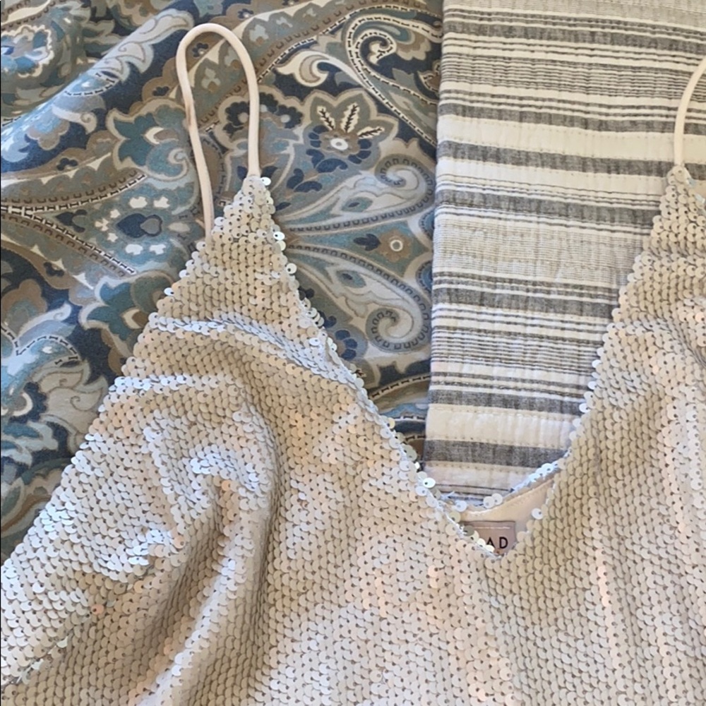 Nomad White Matte Sequin Top - Gem